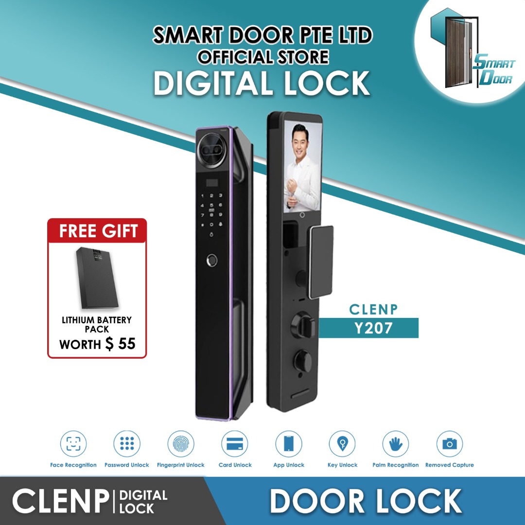 Face & Palm Recognition Digital Door Lock CLENP Y207, Furniture & Home ...