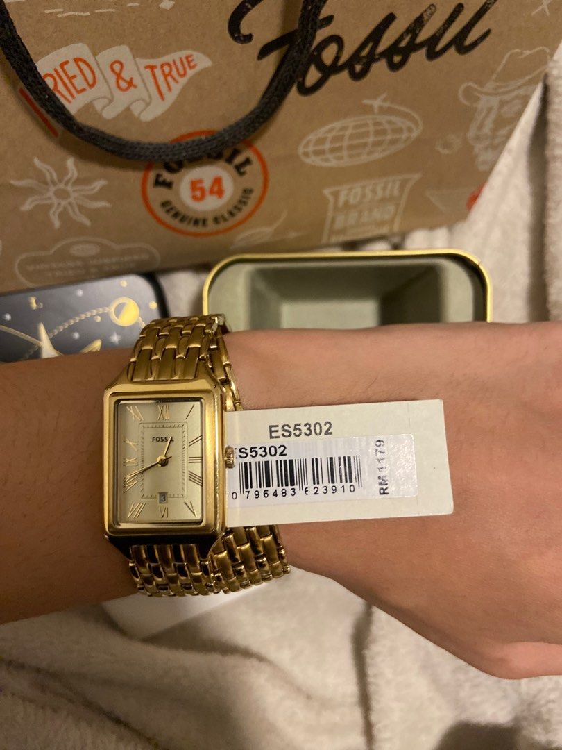 Fossil Raquel Three-Hand Date Gold Tone Stainless Steel Watxg, Luxury ...