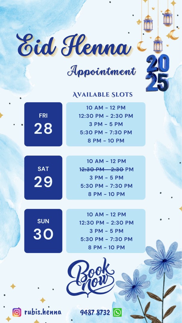 Hari raya henna 2025 (Eid henna), Lifestyle Services, Others on Carousell