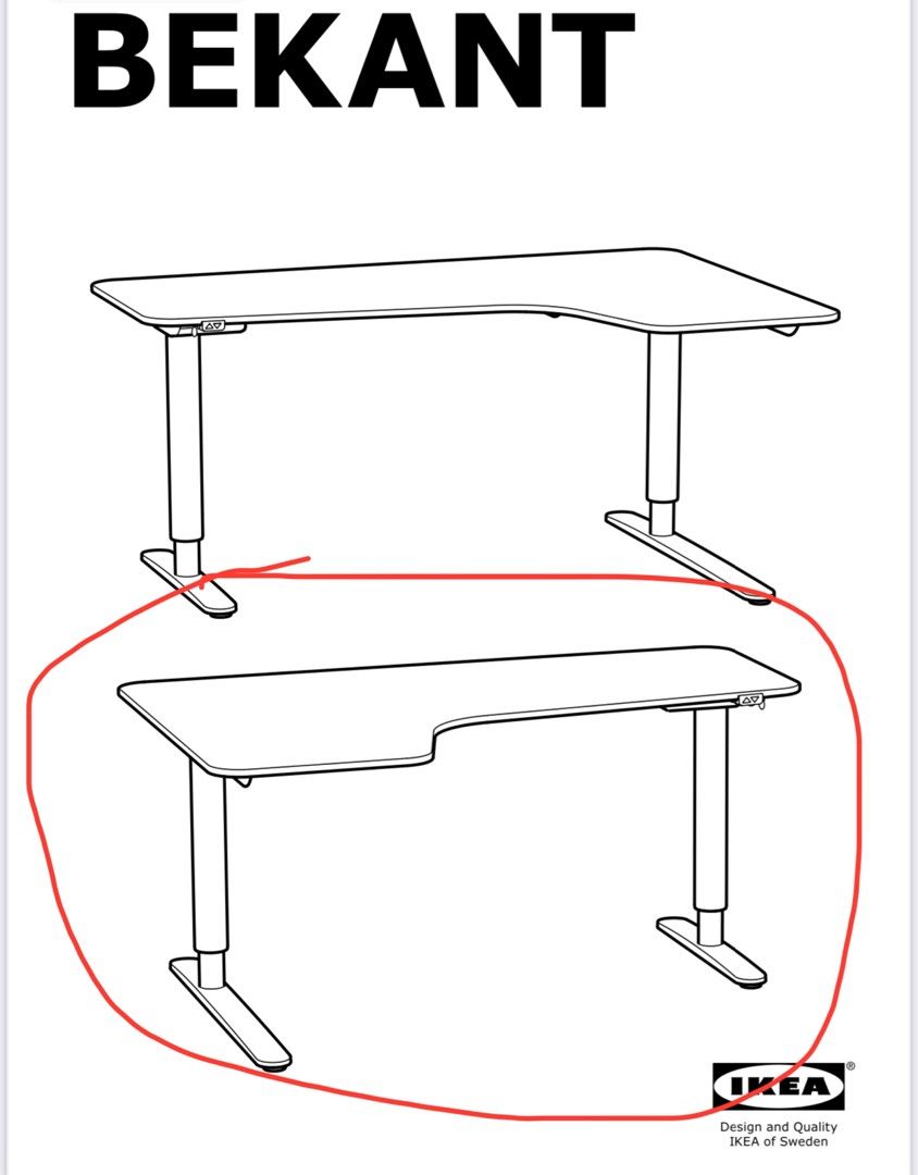 IKEA Bekant electric height adjustable table, Furniture & Home Living ...