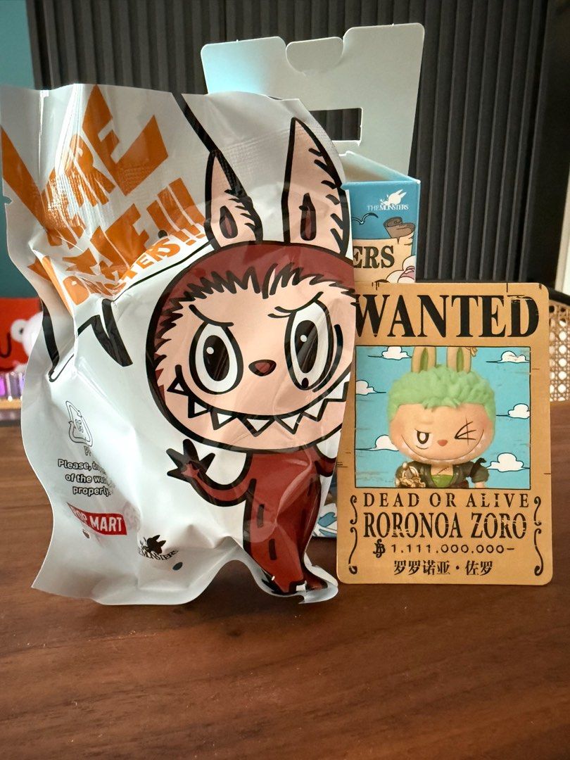 Labubu One Piece Monsters Popmart RORONOA ZORO, Hobbies & Toys, Toys ...