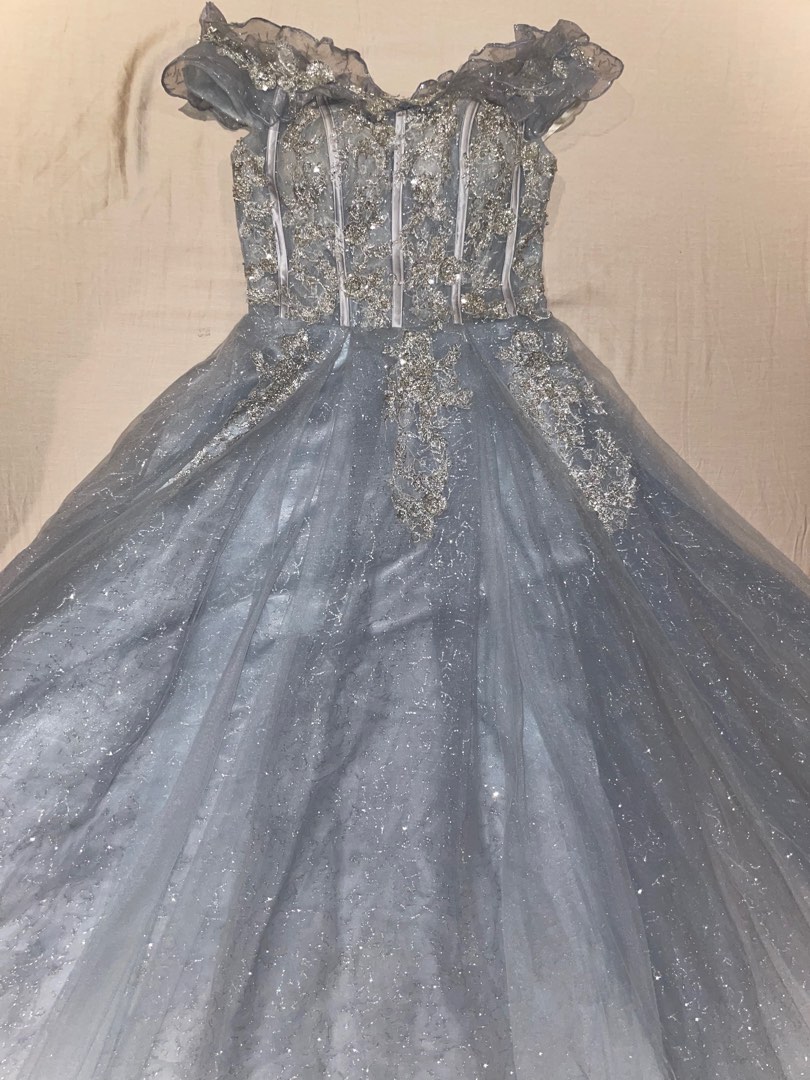 Light Blue Fairy Off Shoulder Evening Prom Dress, Women's Fashion, Dresses & Sets, Evening ...