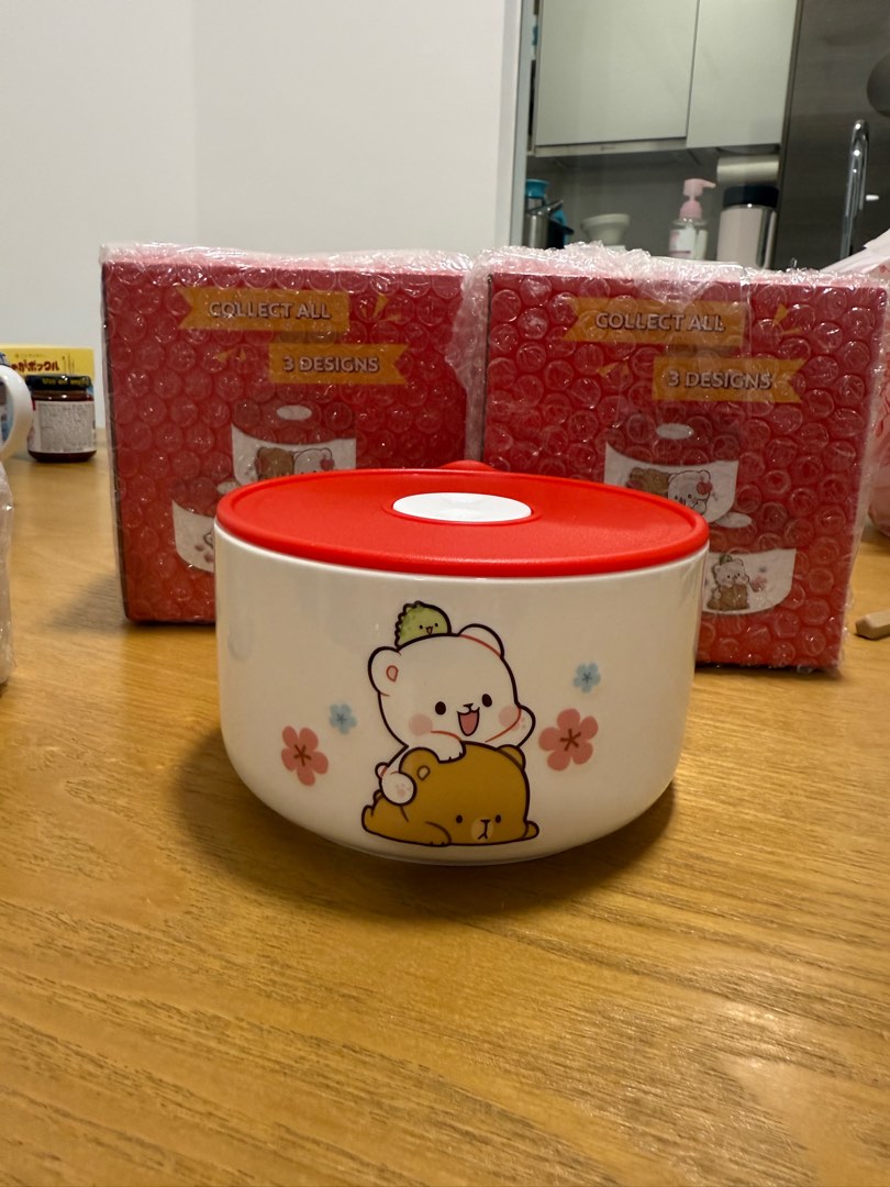 Milk mocha bear x Colgate ceramic bowl with lid, Furniture & Home ...