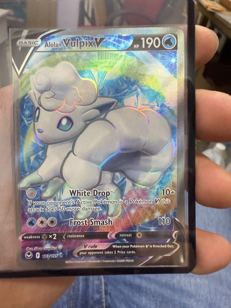 Pokemon Card Alolan Vulpix V 173/195 Silver Tempest Full Art Rare Holo TCG, Hobbies & Toys, Toys ...