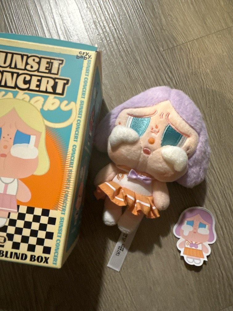 Popmart Crybaby sunset concert plush pendant Purple bright orange ...
