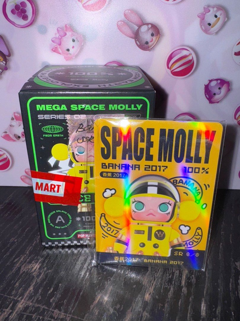 Popmart Mega Space Molly 100% V2 banana with SSR card, Hobbies & Toys ...