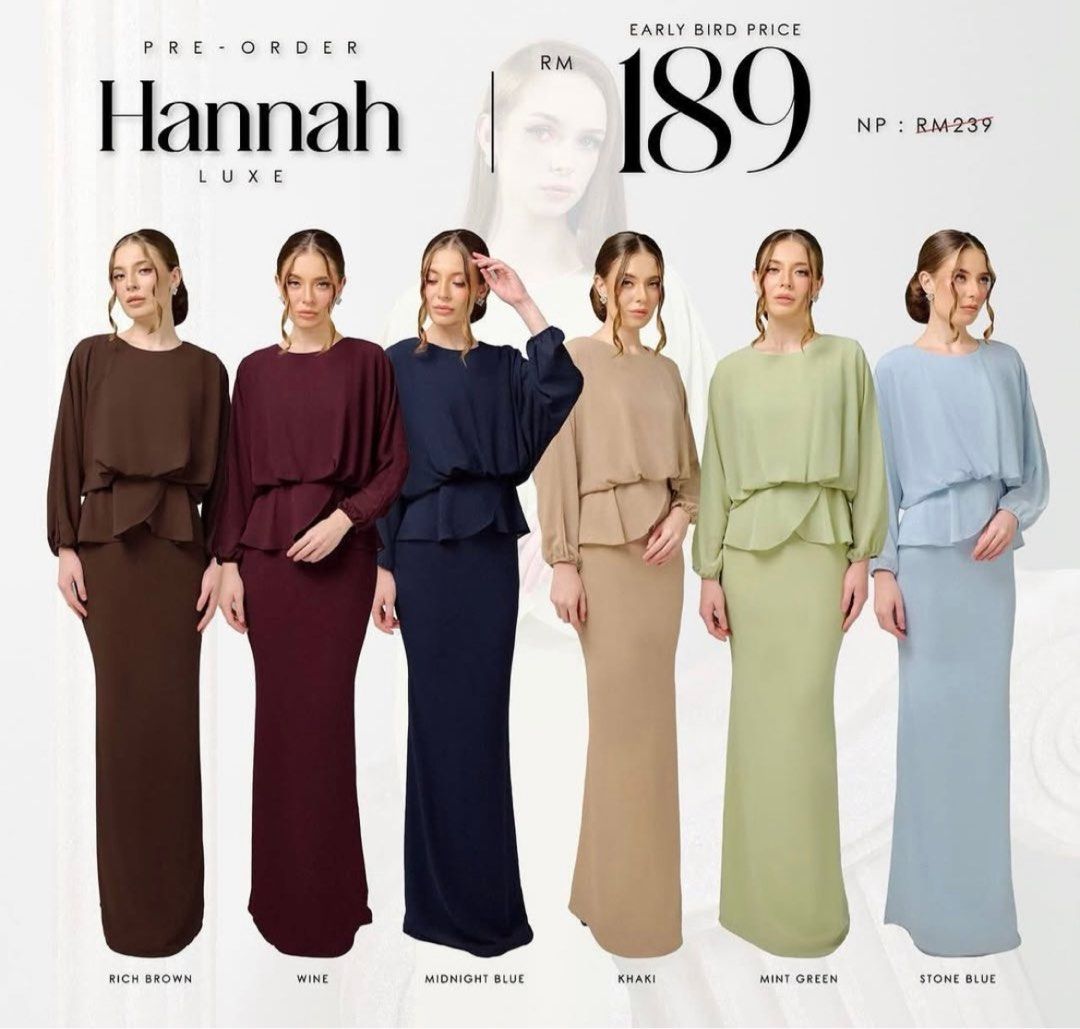 Qiszar Hannah Luxe Rich Brown, Women's Fashion, Muslimah Fashion, Baju Kurung & sets on Carousell