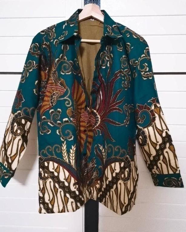 readystock Male top batik Modern green long sleeve baju Melayu Hari ...