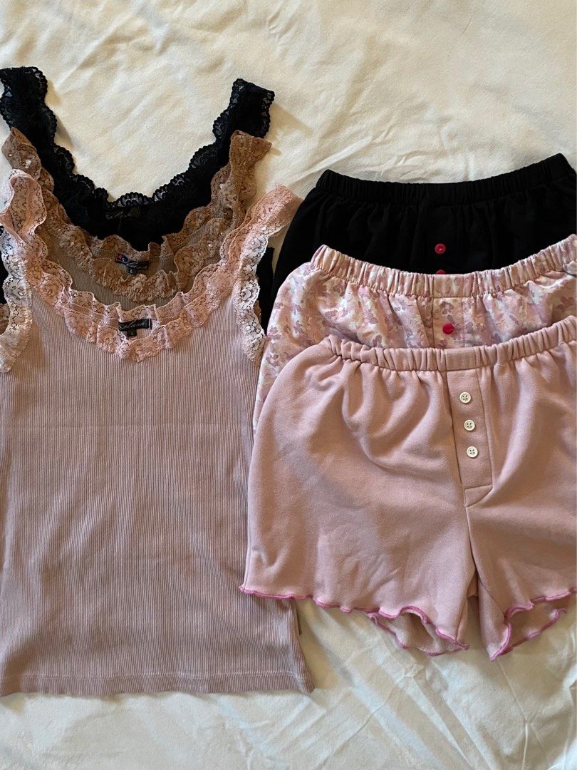 Rory Gilmore Loungewear Bundle Soft Lace Trimmed Ribbed Coquette Dollette 2000s Baddie ...