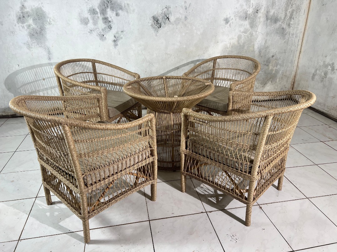 Set sofa Kerusi rotan dan meja kopi, Furniture & Home Living, Furniture ...