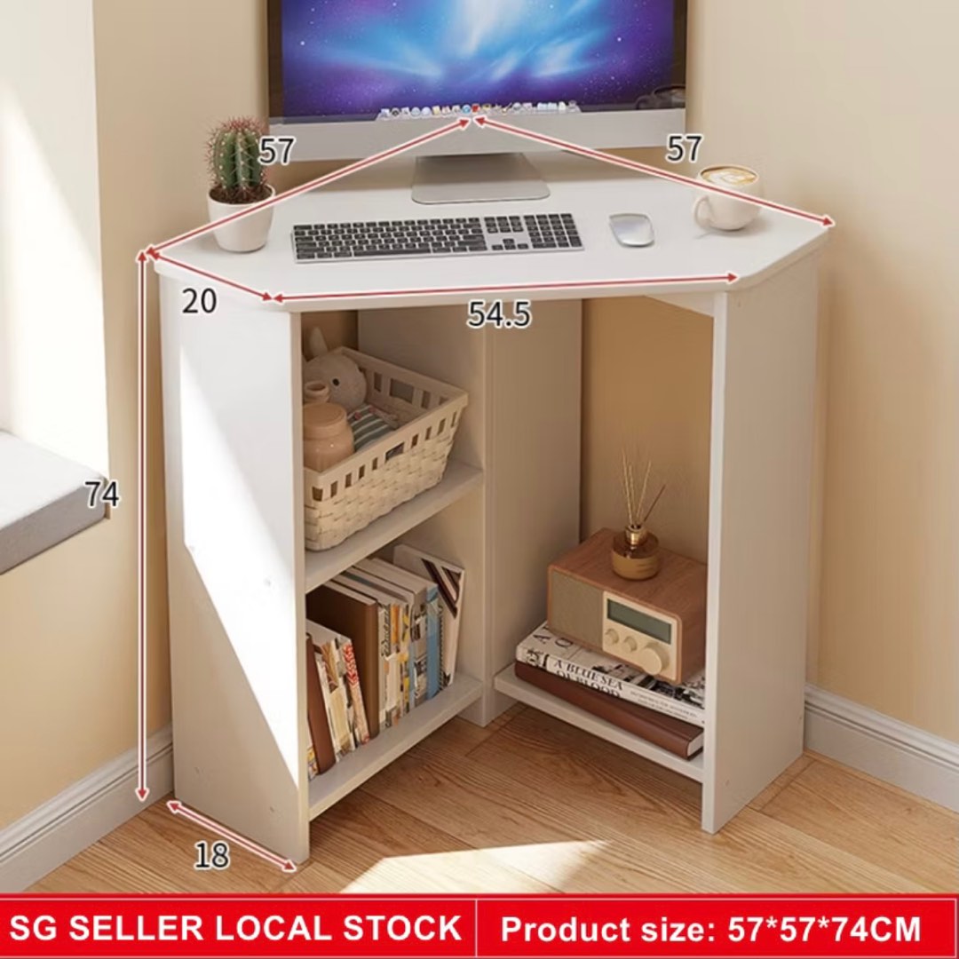 Space Saving Corner Desk | Compact White Computer Table for Small ...
