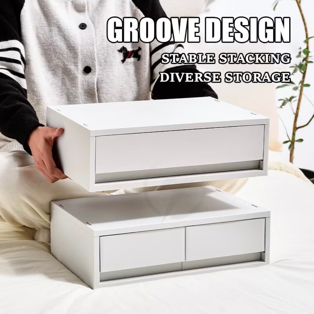 Stackable Storage Box | Modular Drawer Organizer | White Plastic Case ...