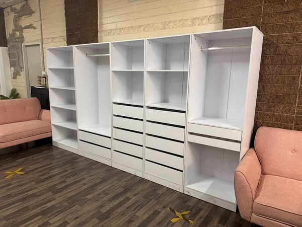 Stylish White Botany Walk-in / Insert Wardrobe with LED Light Feature ...
