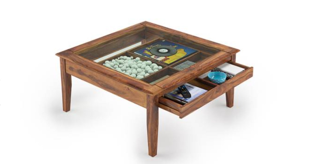 Tate Square Solid Wood Coffee Table in Teak Finish, Furniture & Home ...