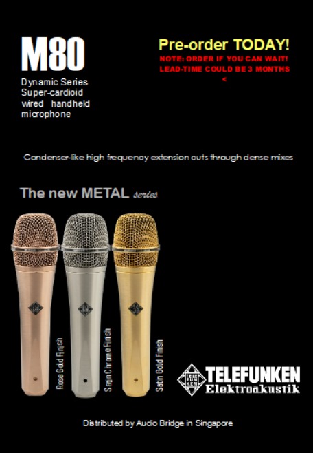 Telefunken-Elektroakustik M80 Satin Gold Finish Professional Dynamic Super-cardioid wired ...
