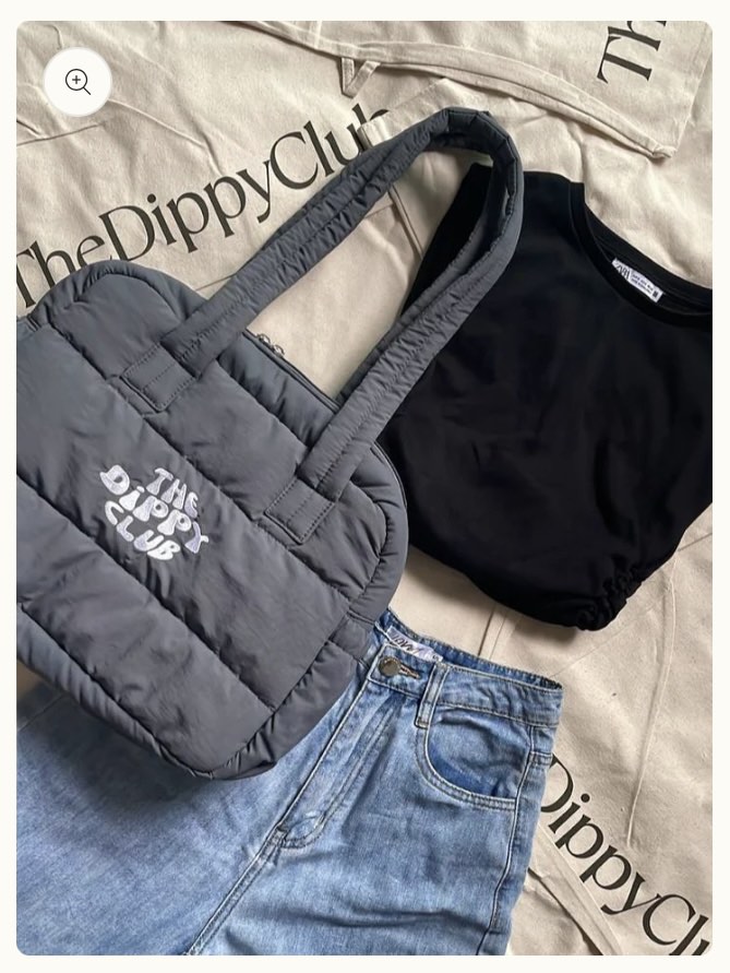 The Dippy Club Gorgeous Gunmetal Puffer Tote, Women's Fashion, Bags ...