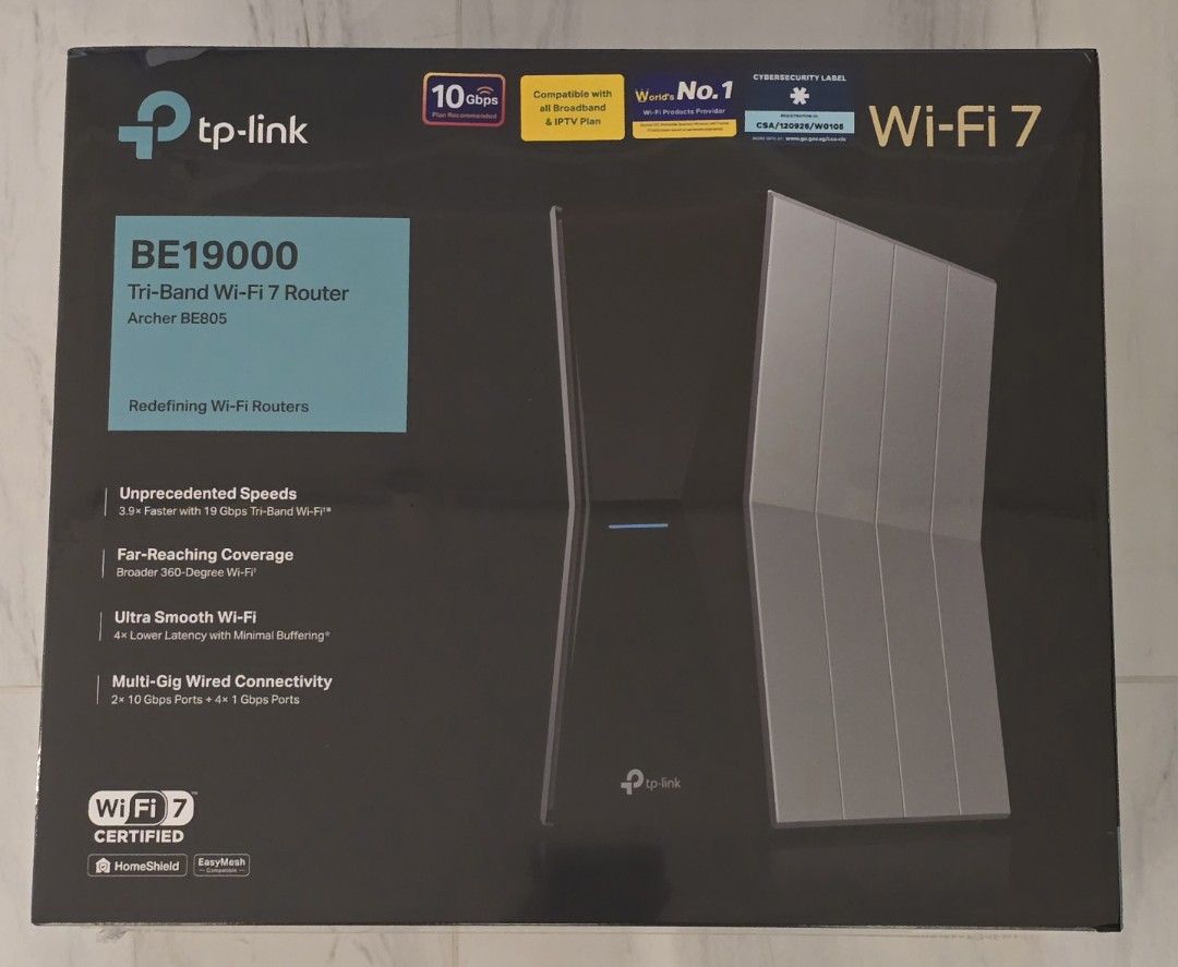 TP-Link Archer BE805 | BE19000 Triband WiFi 7 router, Computers & Tech ...