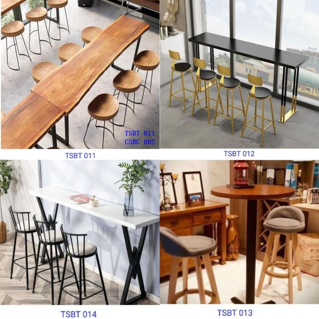 TSBT 011, 012, 013, 014 Irregular wood High Bar Table Chair Chair Cafe ...