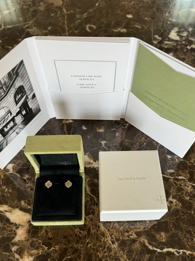 Van Cleef & Arpels VCA Sweet Alhambra Earrings MOP in Yellow Gold ...