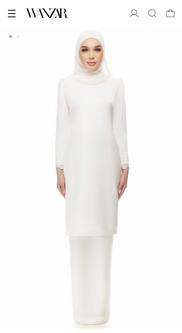 WANZAR FEDORA 3.0 KURUNG OFF WHITE XXS, Women's Fashion, Muslimah ...