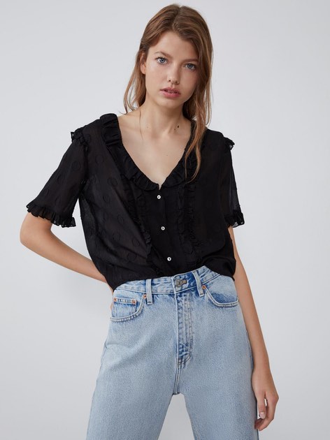 ZARA v neck top, Women's Fashion, Tops, Blouses on Carousell