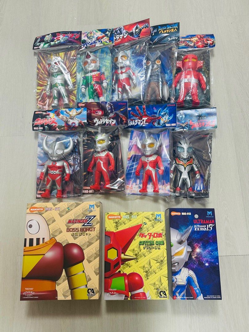多買可平 送圖3超人披肩 現貨 全新 Mazzcot Mascotte Ultraman Mazinger Z Sofvi 鹹蛋超人 鐵甲萬能俠 塘膠公仔, 興趣及遊戲, 玩具 & 遊戲類 ...