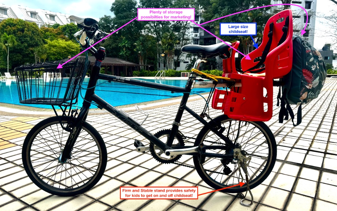 A perfectly functional mini velo bicycle (16 speed) with childseat and ...
