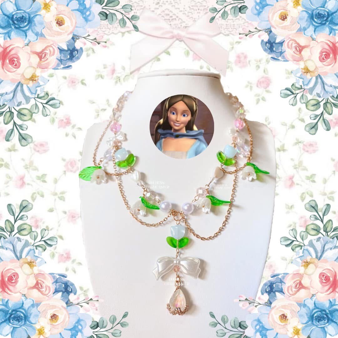 Barbie Light Blue Tulip coquette cottagecore Fairycore Necklace, Women ...