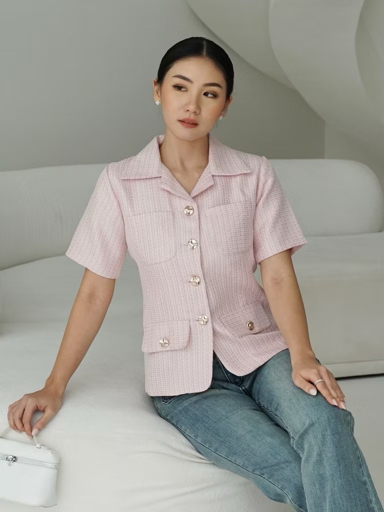 Beige Studio - Pierre Tweed Top / Atasan Tweed top wanita aesthete ...