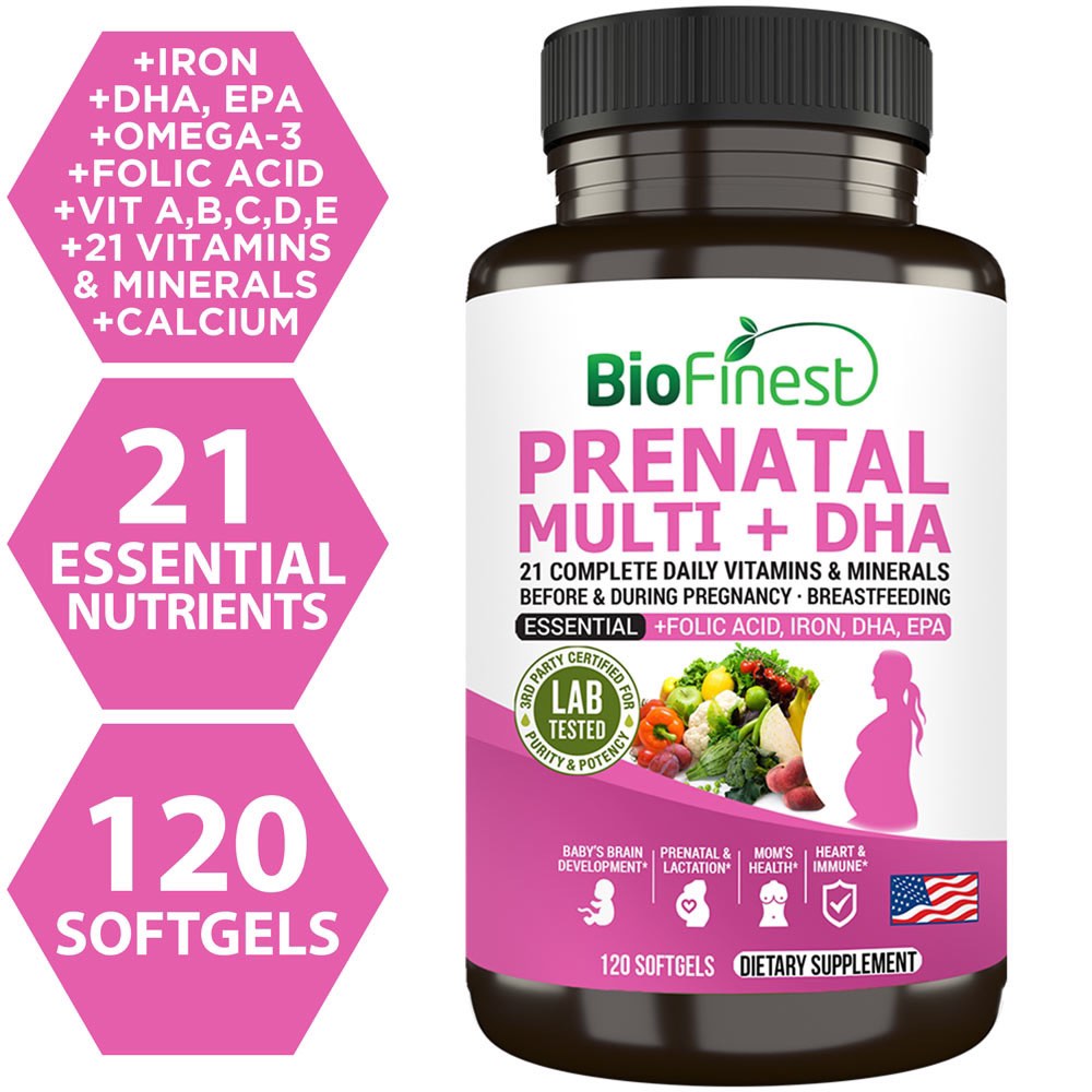 Biofinest Prenatal Multivitamin Omega 3 DHA EPA Folic Acid Iron ...