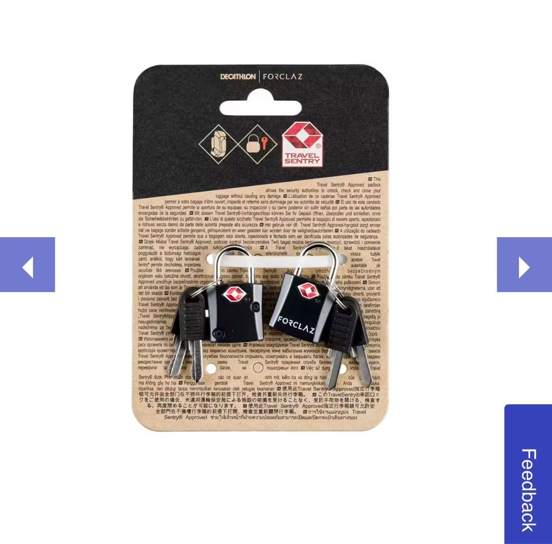 BN Decathlon Trekking Key Pad Lock Forclaz Travel TSA x2 - Black ...