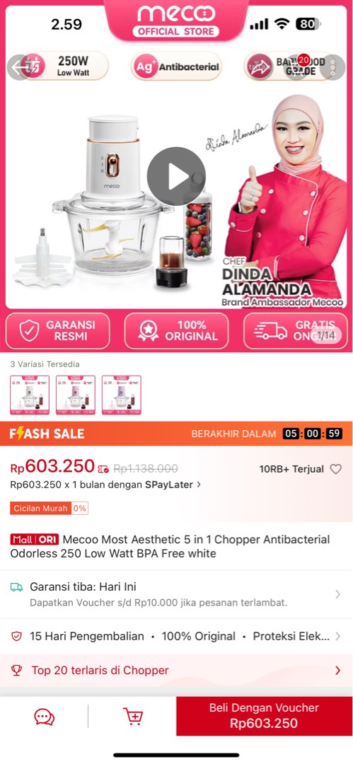 Chopper mecco warna putih 5 in 1 bukan bekas nett, Kitchen & Appliances ...