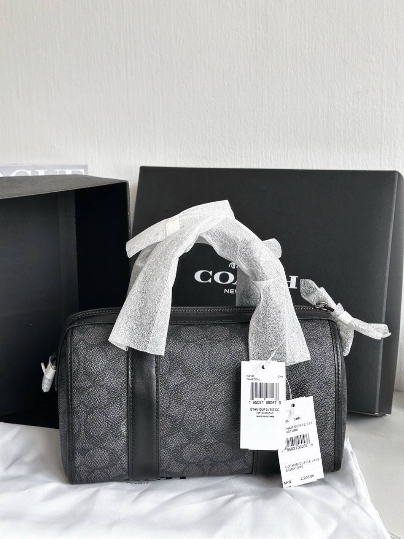 COACH CA186 GOTHAM DUFFLE BAG 24 IN SIGNATURE CANVAS IN CHARCOAL ...