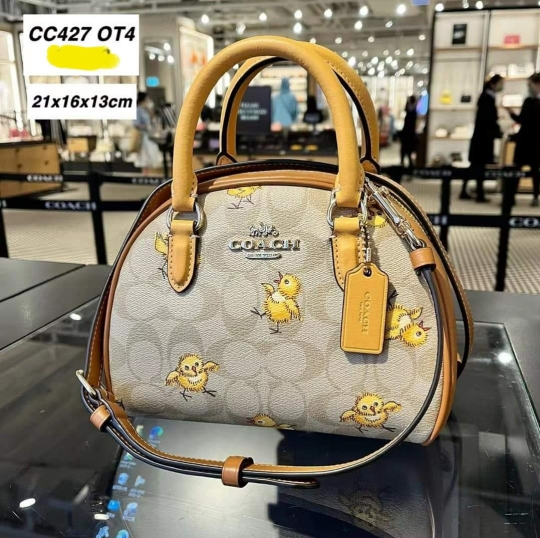Coach CC427 Sydney Satchel in Light Khaki Signature Coated Canvas with ...