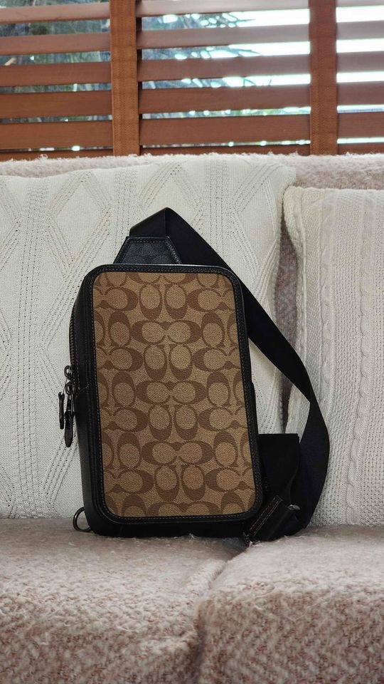 Coach Sullivan Pack Bag in Signature Canvas in Khaki Charcoal, Luxury ...