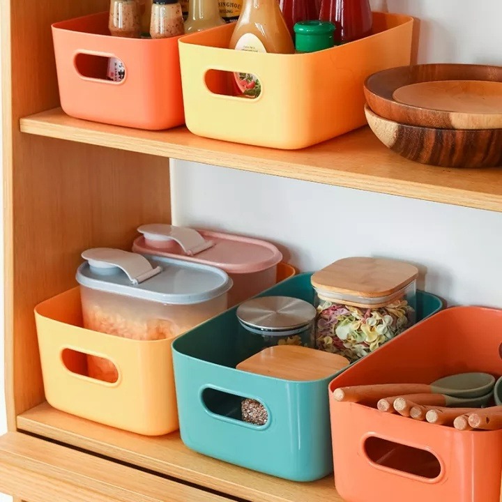 Colorful Desk Storage Snacks Organizer Sorting Box Plastic Storage Box ...