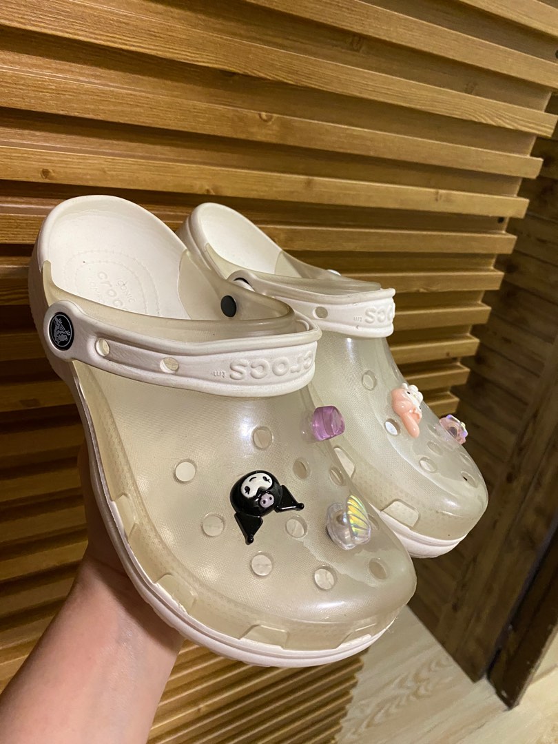 Crocs translucent, Women's Fashion, Footwear, Slippers and slides on ...