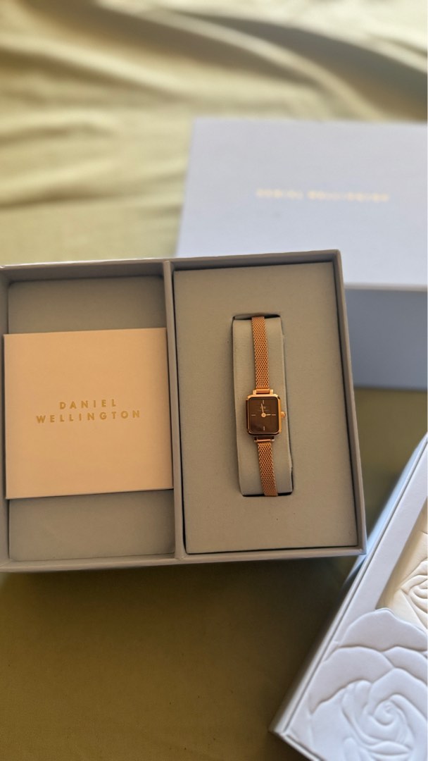 Daniel Wellington watch Quadro Mini Rose gold/Amber, Women's Fashion ...