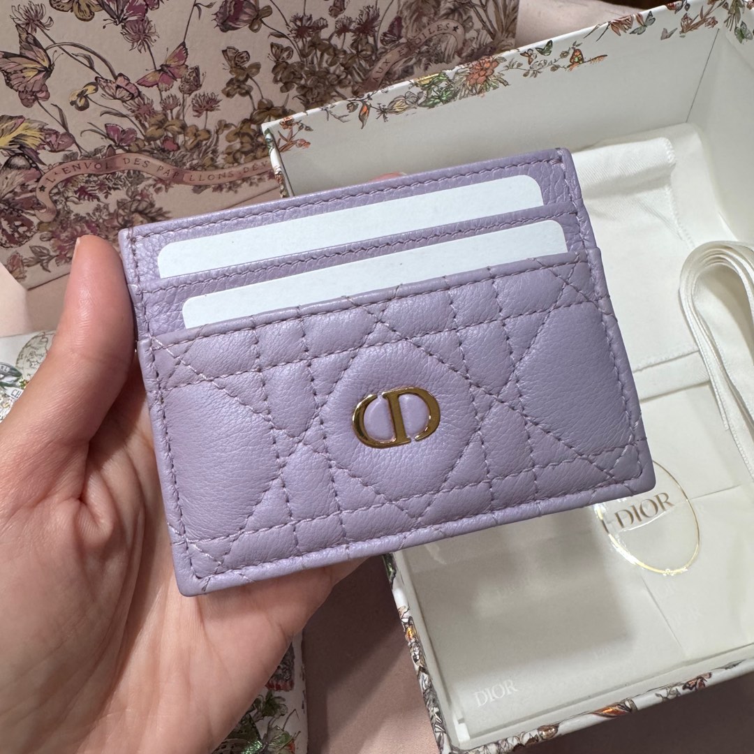 Dior Lilac Caro Freesia Card holder with Rosegold Hardware, Luxury ...