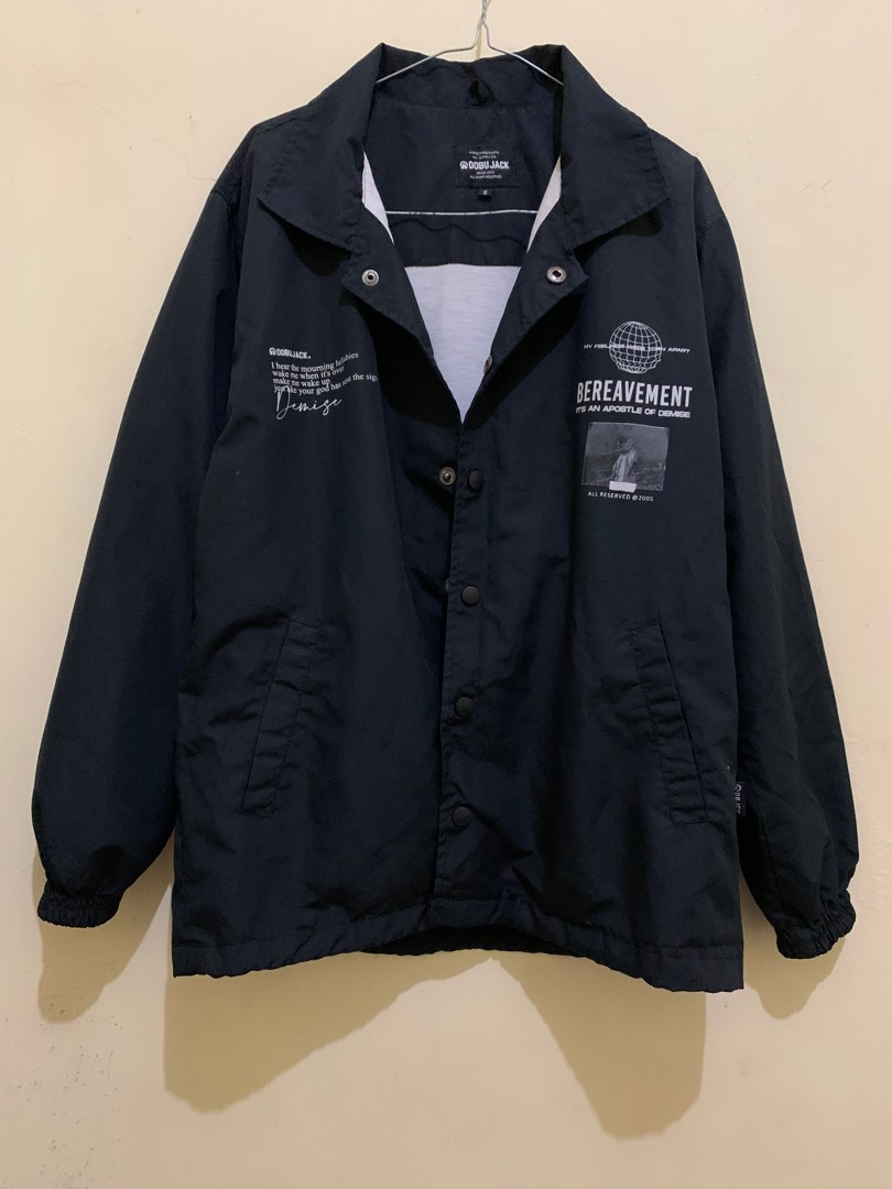 Dobujack Coach Jacket Bereavement Black - UNISEX, Fesyen Pria, Pakaian ...