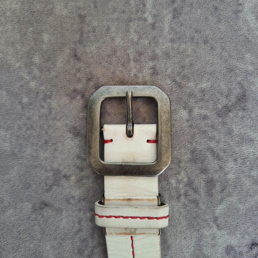 Edwin jeans garrison ring hole punk style white leather belt - 30 to 38 ...