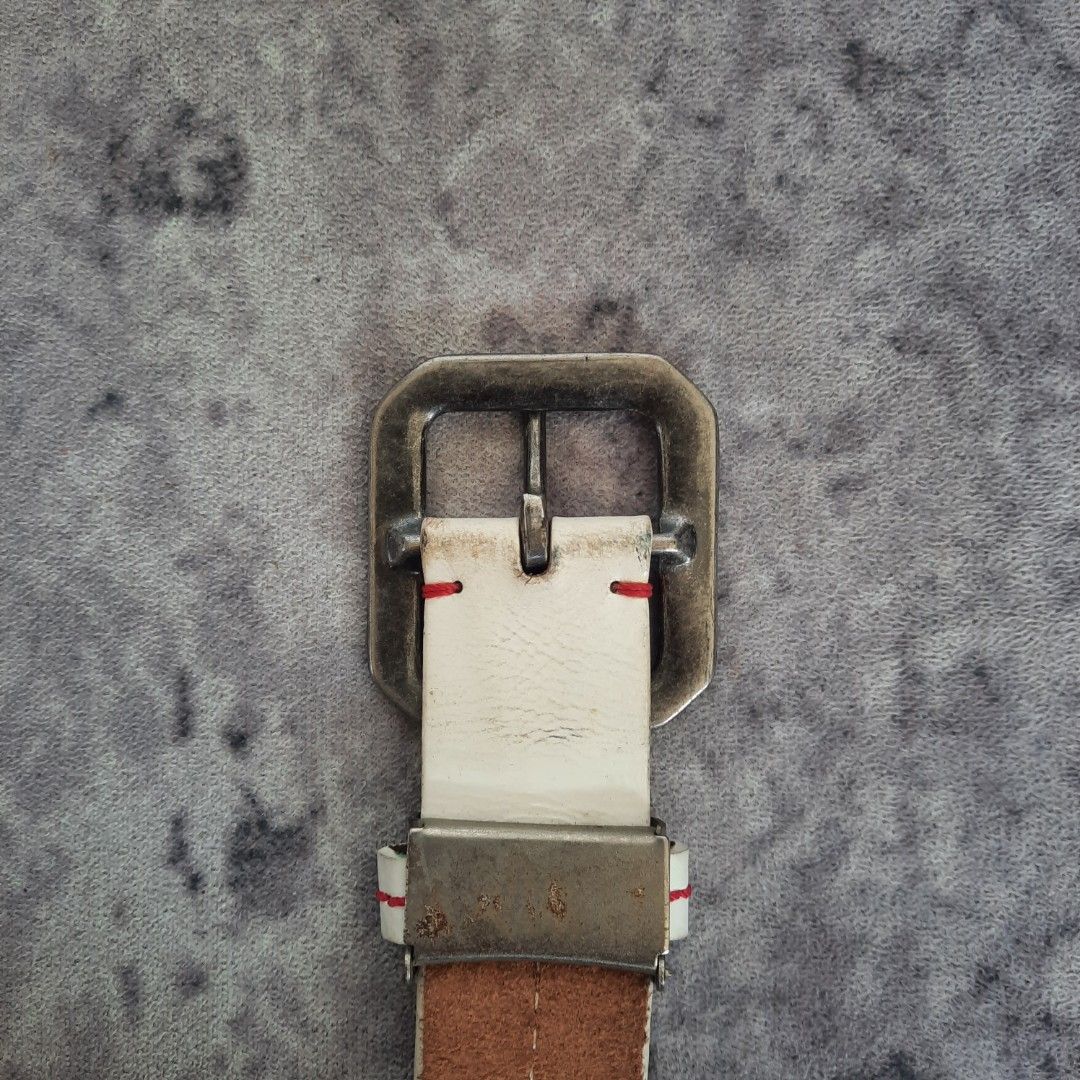 Edwin jeans garrison ring hole punk style white leather belt - 30 to 38 ...