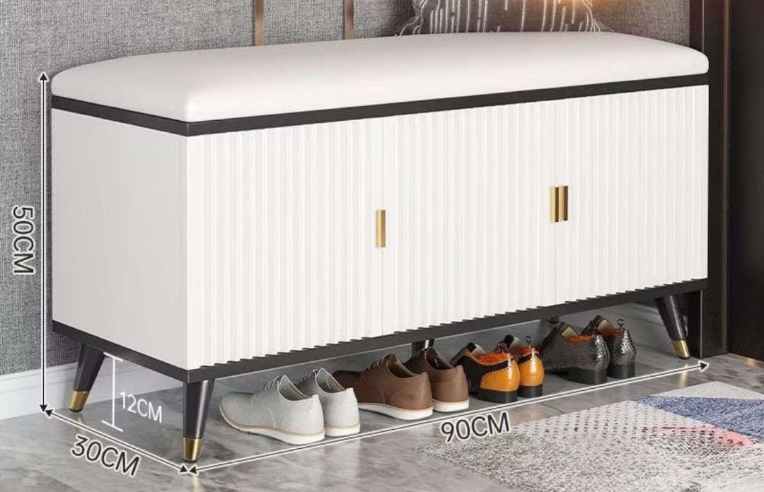 [FREE DELIVERY] Storage Cabinet Shoe Rack Stool Bench With Thick ...