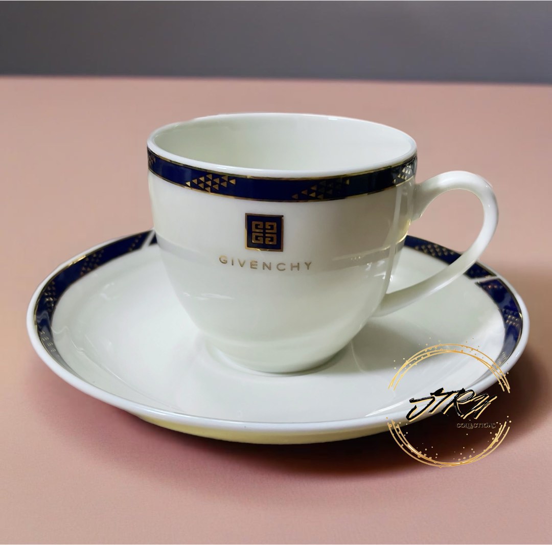 GIVENCHY PARIS COBALT GOLD BAND FINE PORCELAIN CUP AND SAUCER ...