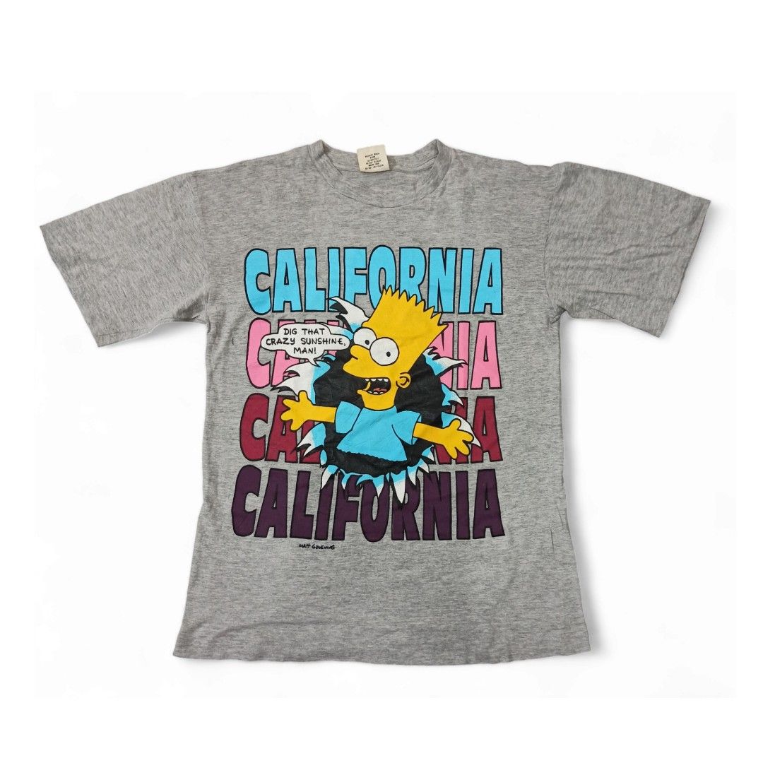 Kaos Baju vintage 90s Bart Simpson the simpsons california, Fesyen Pria ...