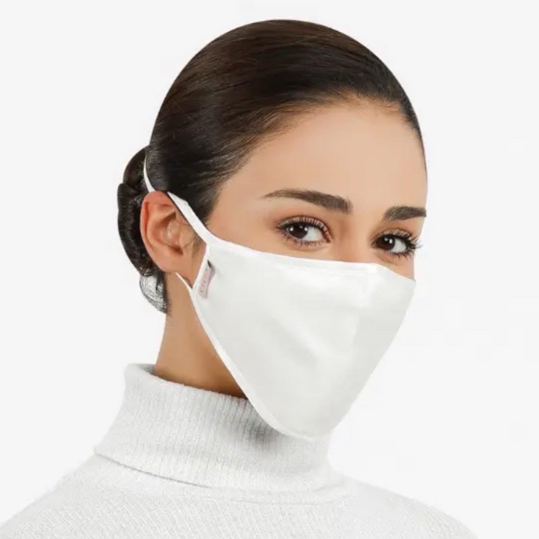 Lilit Satin Face Mask with Pouch in White, Health & Nutrition, Face ...