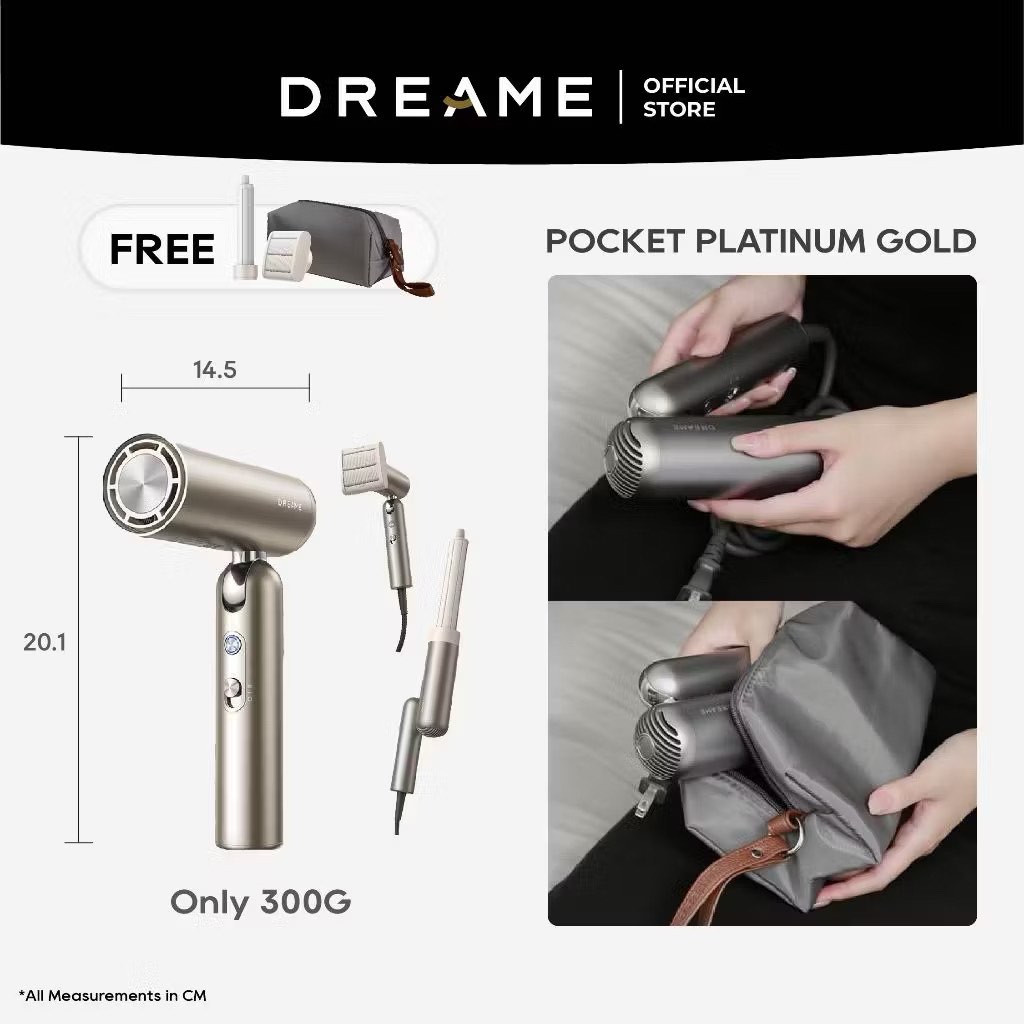 [NEW] Dreame Pocket Hair Dryer | Foldable | Travel | 3-IN-1 Curls, Hide ...