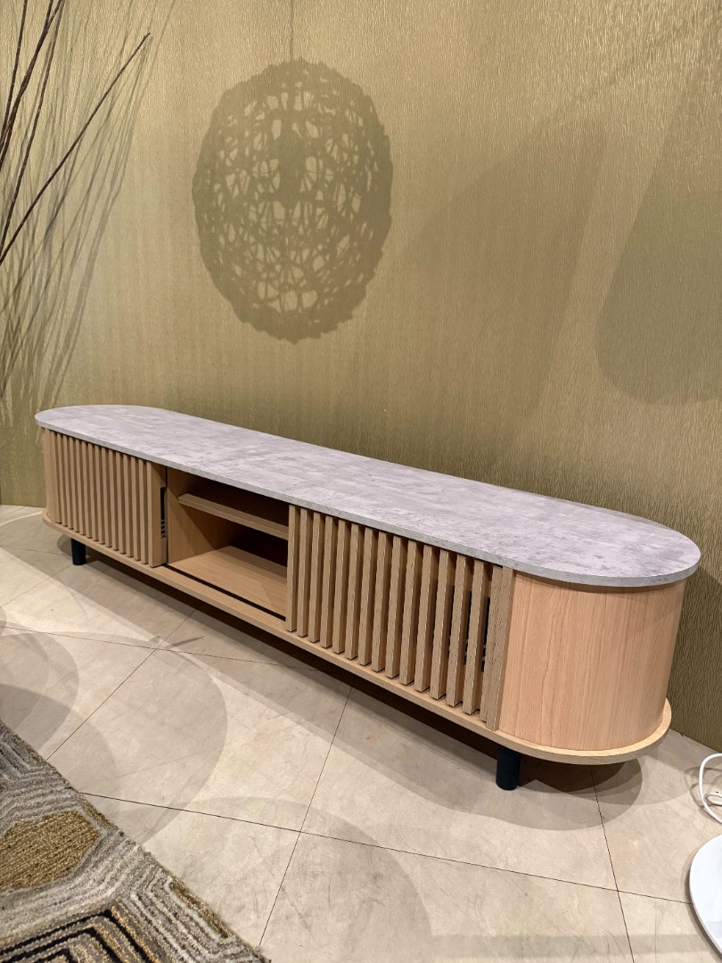 (New) TV Console with Sliding Door, Furniture & Home Living, Furniture ...