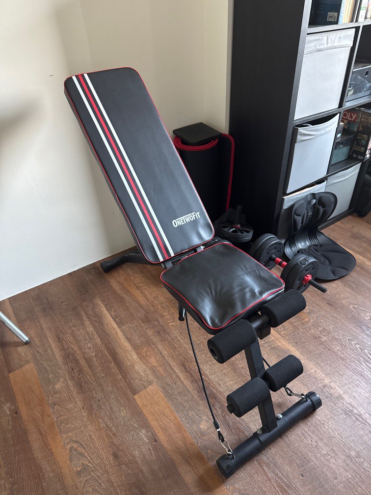 OneTwoFit Foldable Weight Bench Workout Strength Training Press Muscle ...