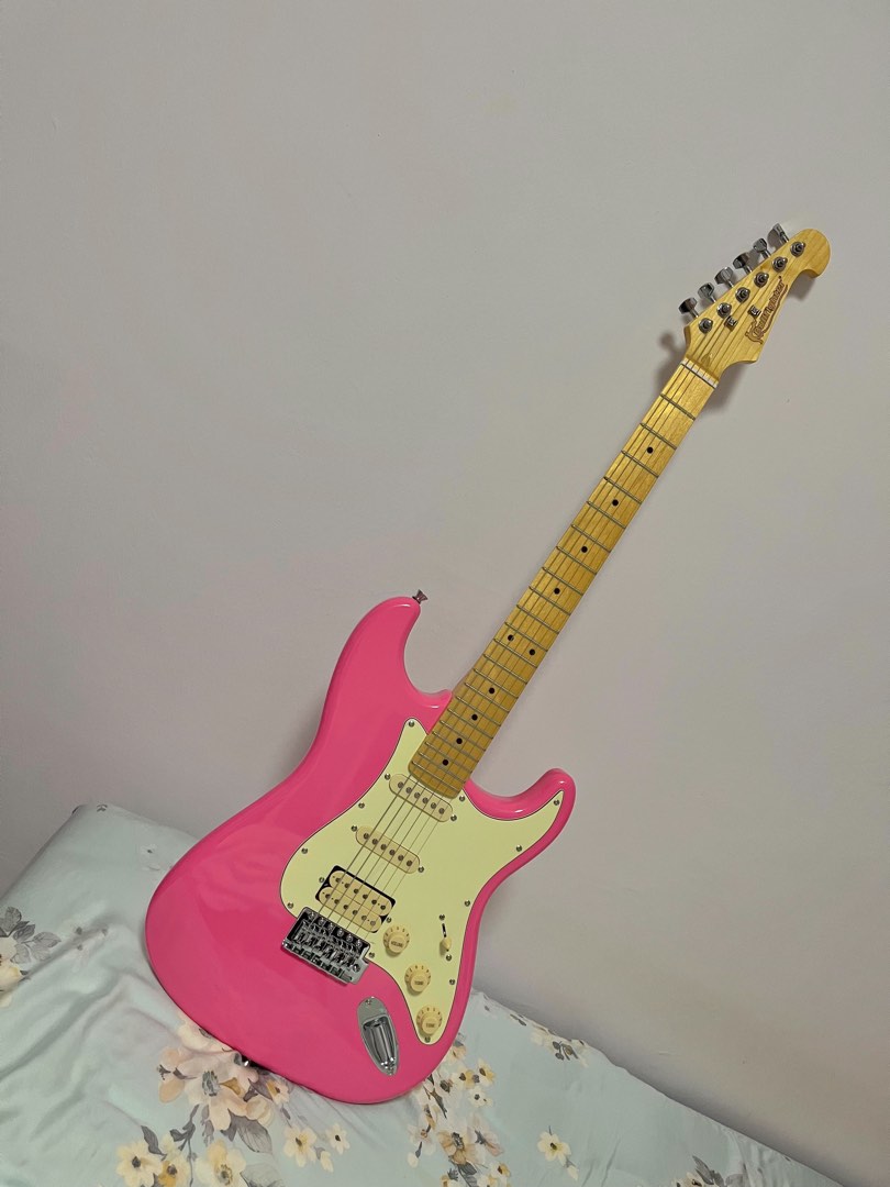 Pink Electric Guitar (Bullfighter), Hobbies & Toys, Music & Media ...